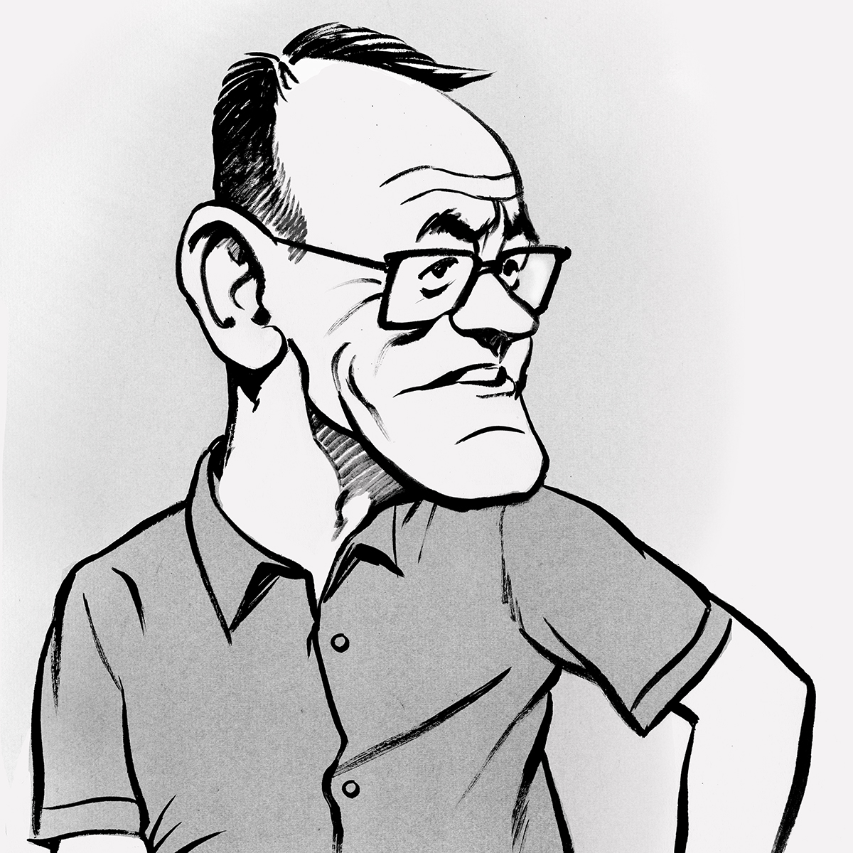 Sean Lock caricature | Ken Lowe Sean Lock - Ken Lowe Illustration